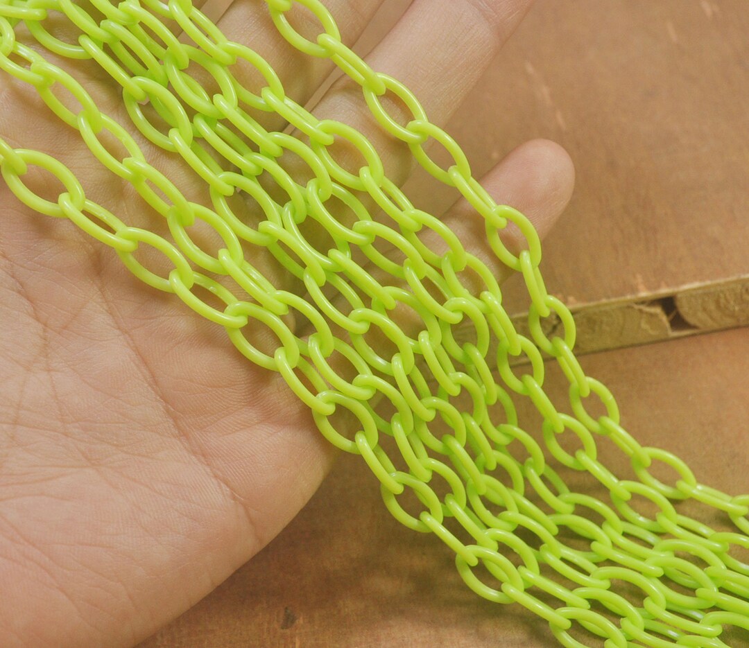 5pcs Birght Green Plastic Chain,20 Inch, Acrylic Chain With Oval Links ...