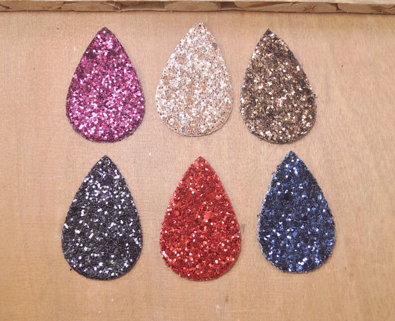 6/10/20/50pcs Glitter Leather Teardrops for Earrings,necklaces,21 Color ...