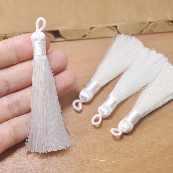 Large Beige Leather Tassel Fringe Tassel Fiber Tassel With Silver ...