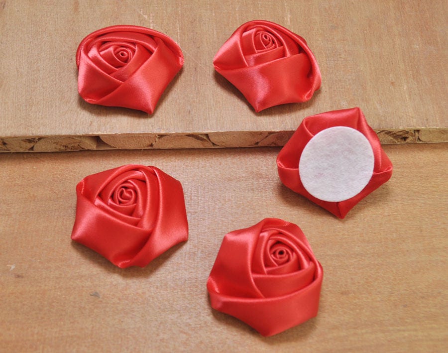 1.77 Silky Satin Roll Rosettes15Pcs large Red Satin | Etsy