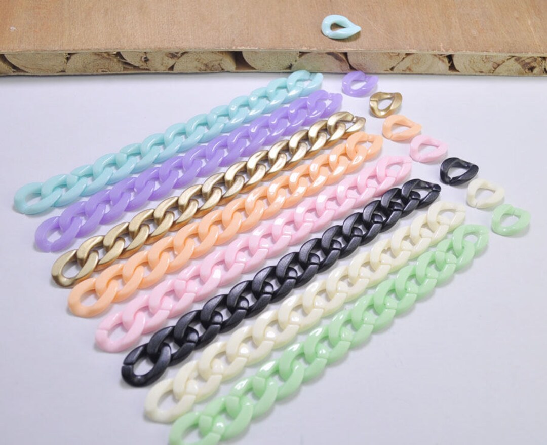 50pcs Mixed Color Chunky Chain Links,plastic Open Chain Links,curb ...