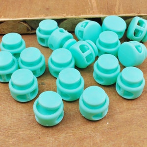 10 Plastic Toggle Cord Lock,aqua Spring Button Toggles,double Hole ...