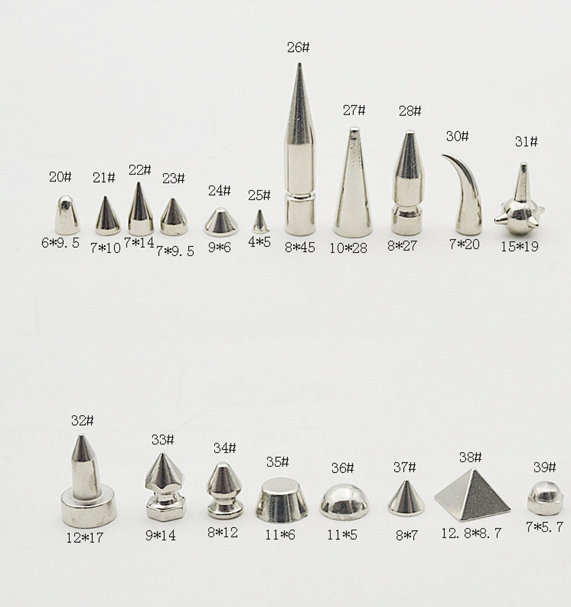20 Sets Silver Bullet Punk Spikes,punk Rock DIY Rivet Spike Screw Back ...