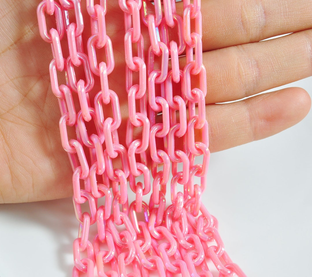 5-100pcs AB Pink Plastic Chain,acrylic Chain,19inch,mask Necklace ...