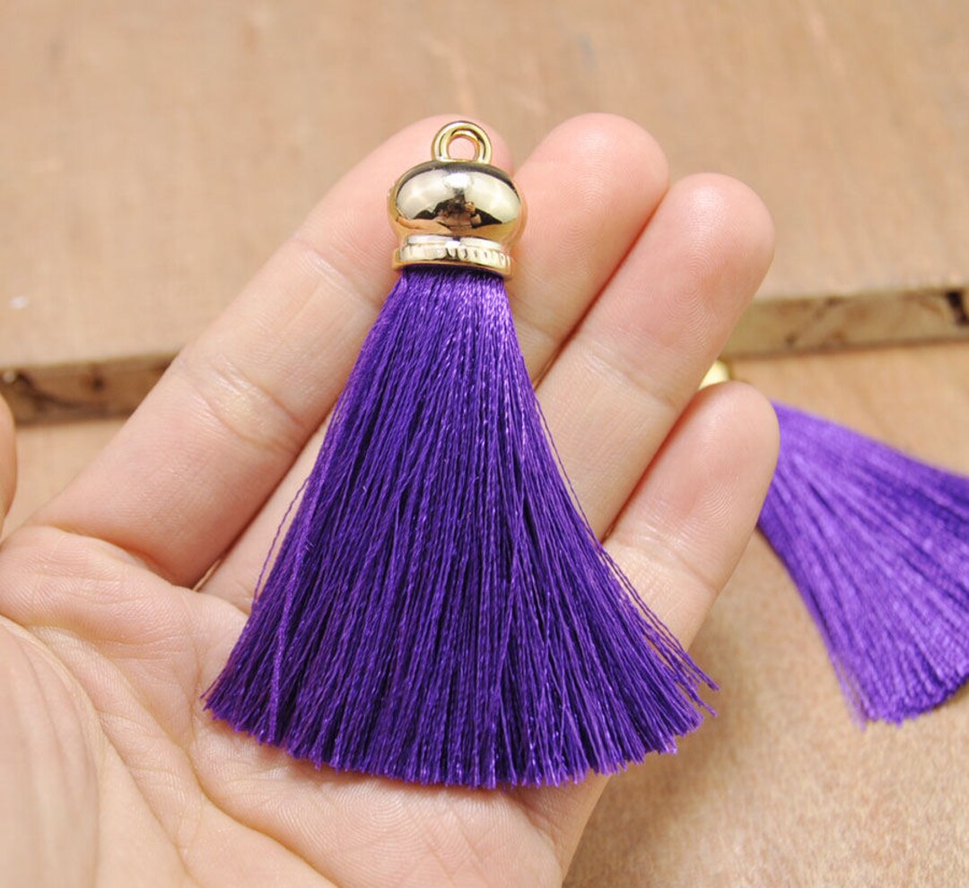 10pcs 2.75" Purple Color Silk Tassels With Gold Caps,mini Tassel.high ...
