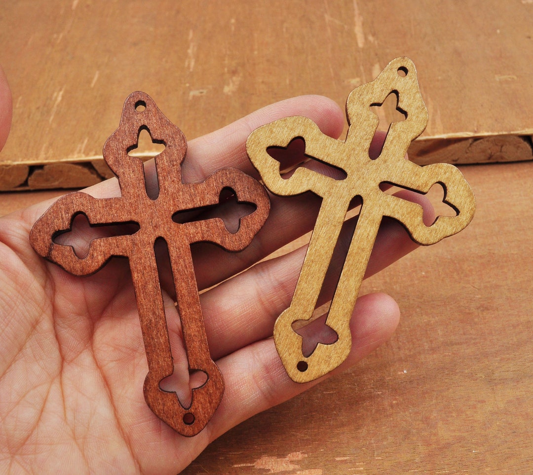 10pcs Large Unfinished Brown Wood Cross Pendant,natural Crosses Earring ...