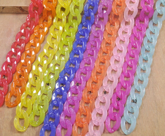 Plastic Chain 27.5 Chunky chain links Plastic Open chain links Curb chain links Acrylic Chains for Jewelry Making Chain 10 colors options