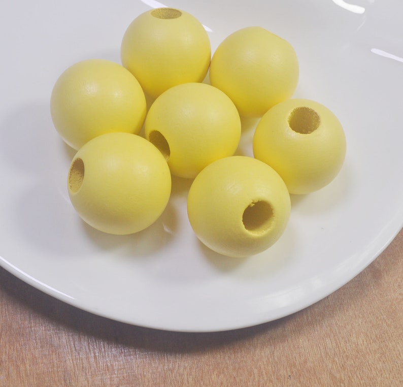 10pcs Large Light Yellow Round Wood Beads30mm Round Wooden - Etsy
