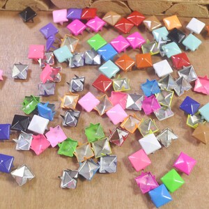 Metal Studs,100 Mixed Color Square Metal Pyramid Studs for Clothing ...