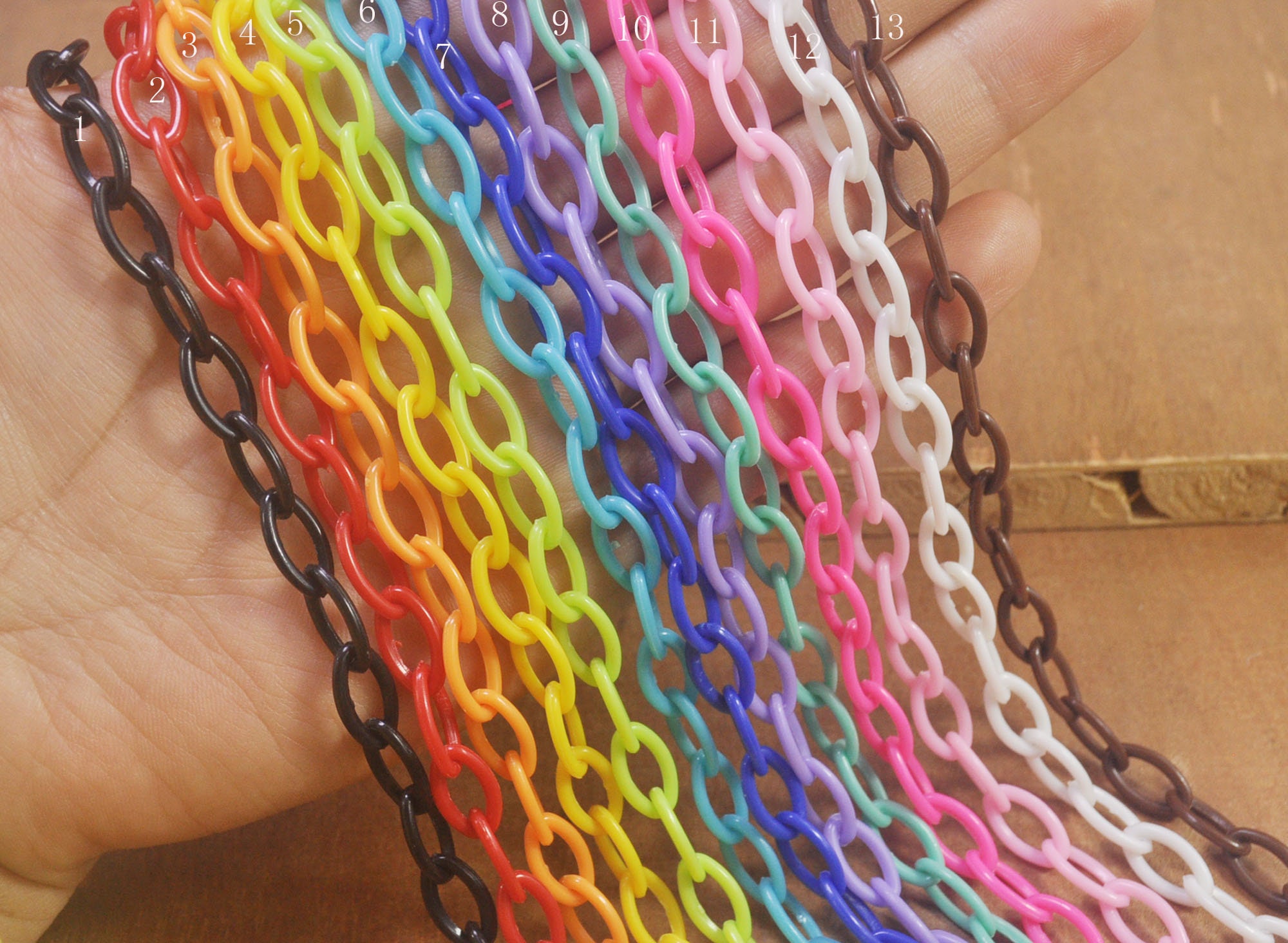 Cadena de plástico de colores de 2 a 50 piezas, 20 pulgadas, cadena ...