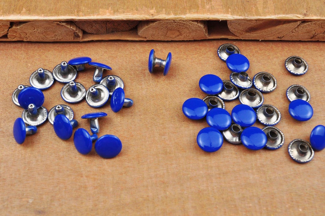 20 Blue 9mm Double Cap Rivets,stud Rapid Rivets Leather Craft Repair ...