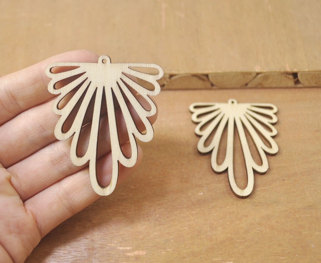 10pcs Wood Drop Pendants,natural Flower Wood Earring Pendant,wooden ...