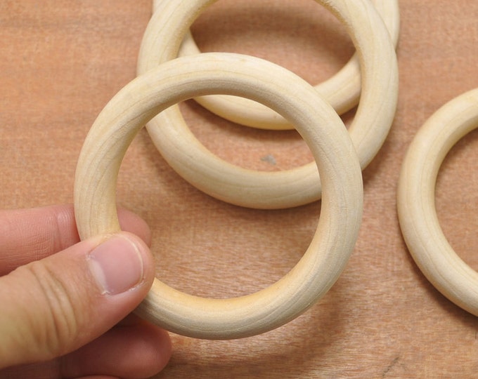 25pcs Natural Round Flat Wood Rings,unfinished Wooden Circle for ...