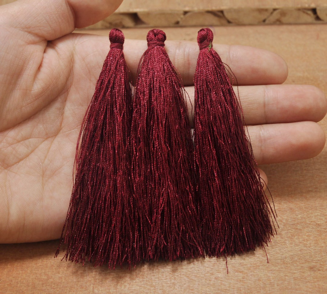 90mm Long Tassel Pendant,100pcs Wine Red Silky Tassels Finding,mini ...