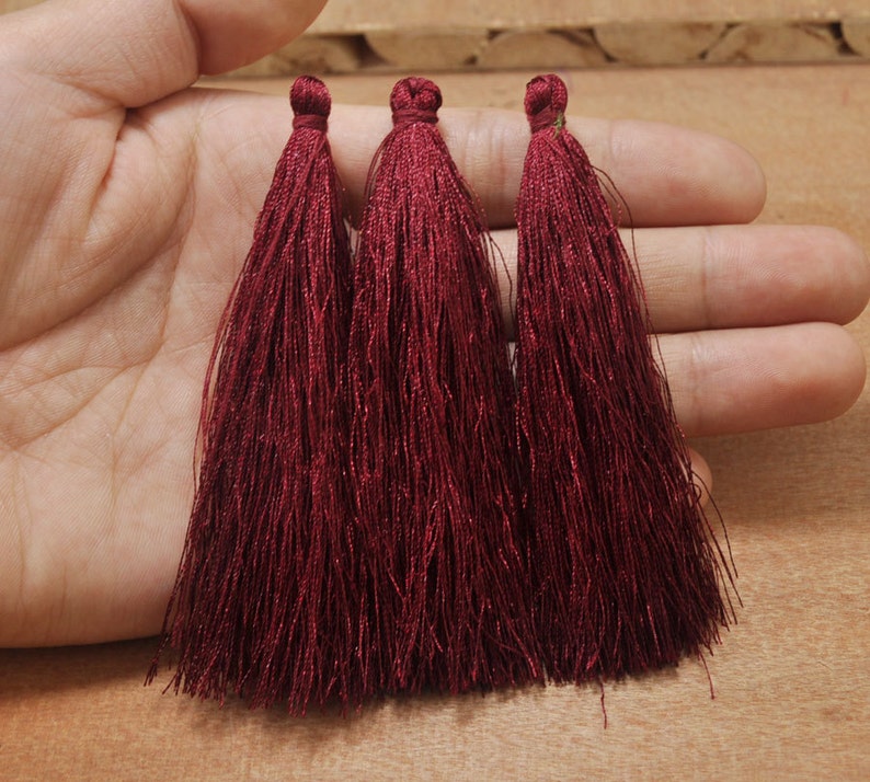 90mm Long Tassel Pendant100pcs Wine Red Silky Tassels - Etsy