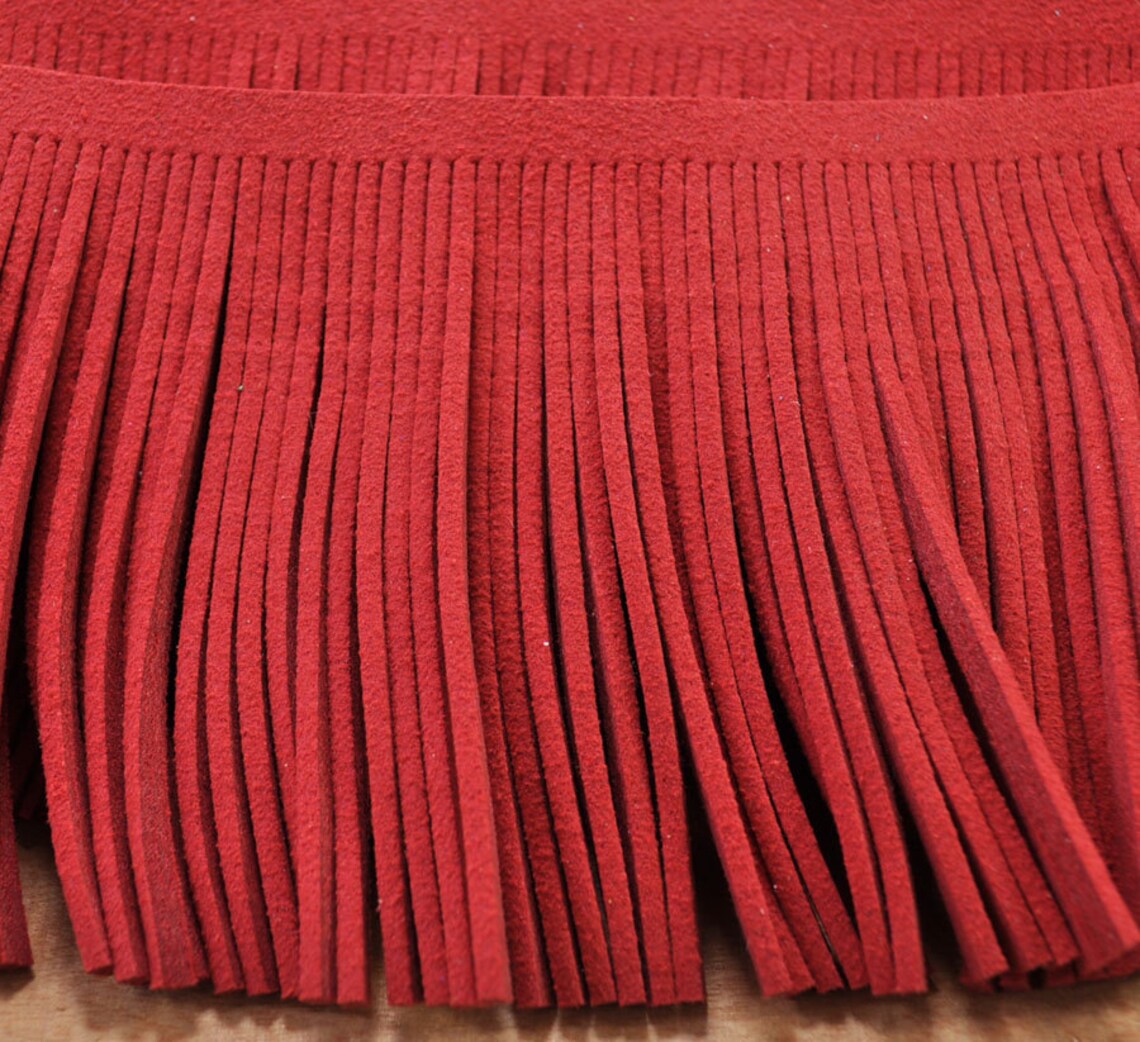 78mm Wide Red Suede Leather Fringes, for Costume Fringes,3.3ft,fringed ...