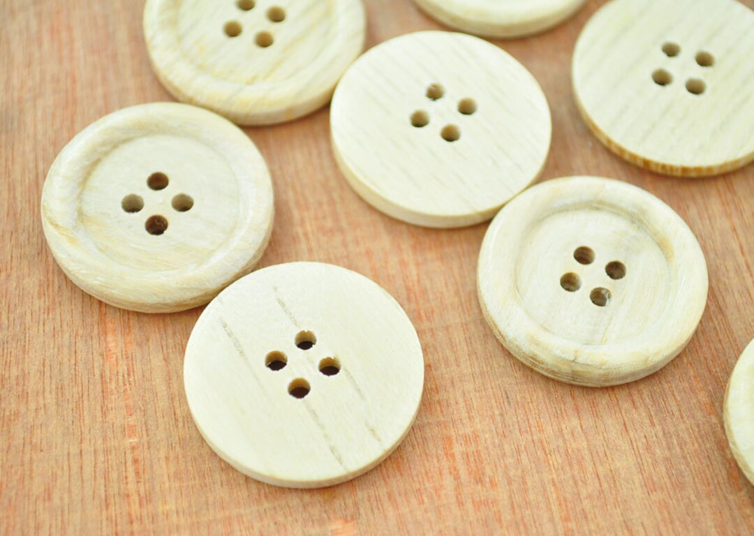 Set of 30 Buttons--wooden Button,unfinished Wooden Button,round Wood ...