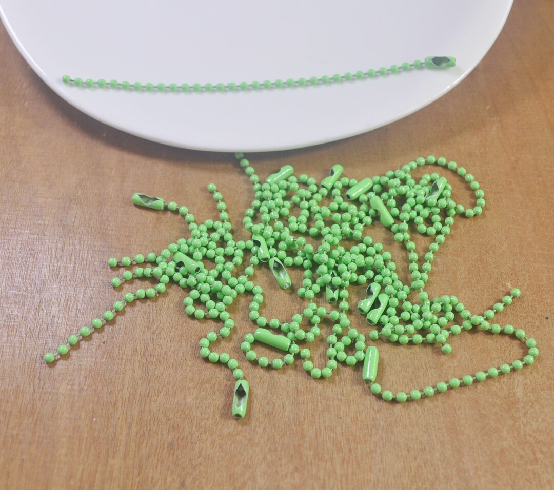 Set of 20/50pcs 4.5 Inch Apple Green Ball Chain,2.3mm Ball Keychain ...