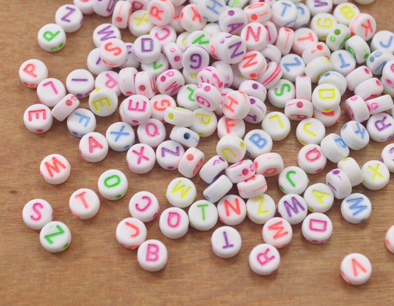 200pcs English Tiny Round Alphabet Beads7mm White Round | Etsy