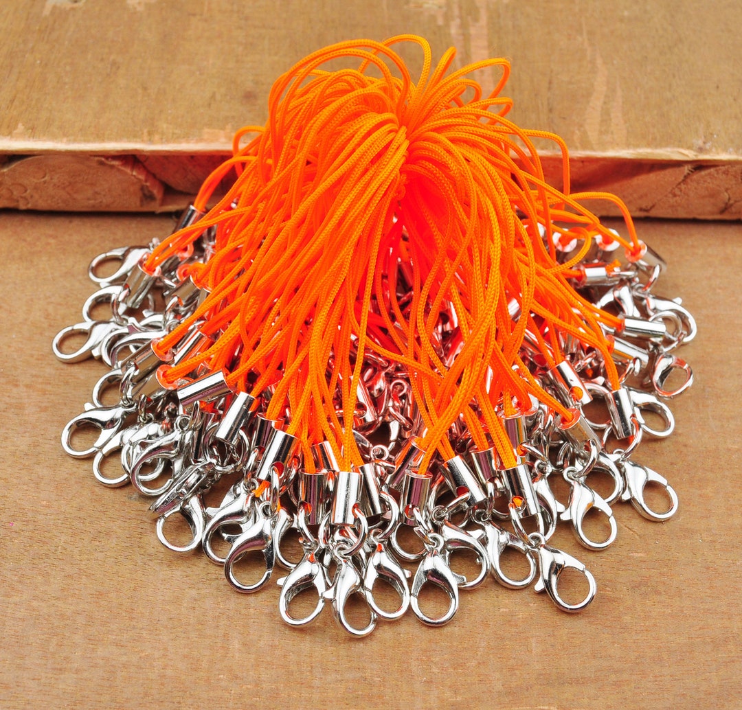 10-200 Bright Orange Cell Phone Straps With Lobster Clasps Charm ...