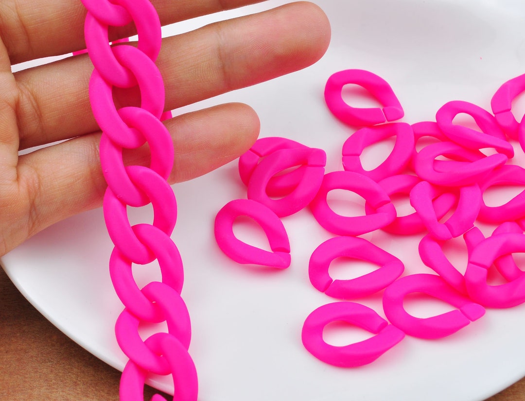 50pcs（27.5" Length) Acrylic Chunky Chain Links,hot Pink Plastic Open ...