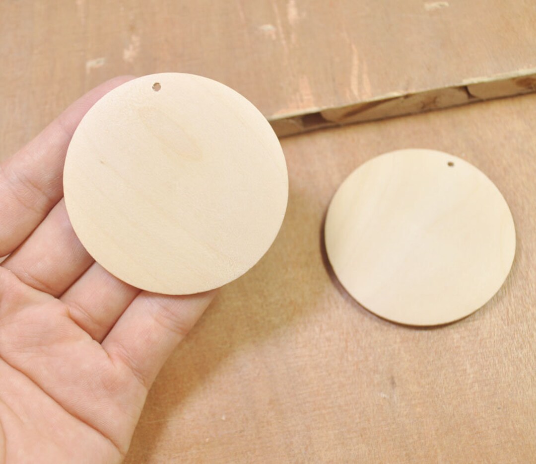 60mm Round Flat Wood Beads,20pcs Unfinished Natural Wooden Pendant ...