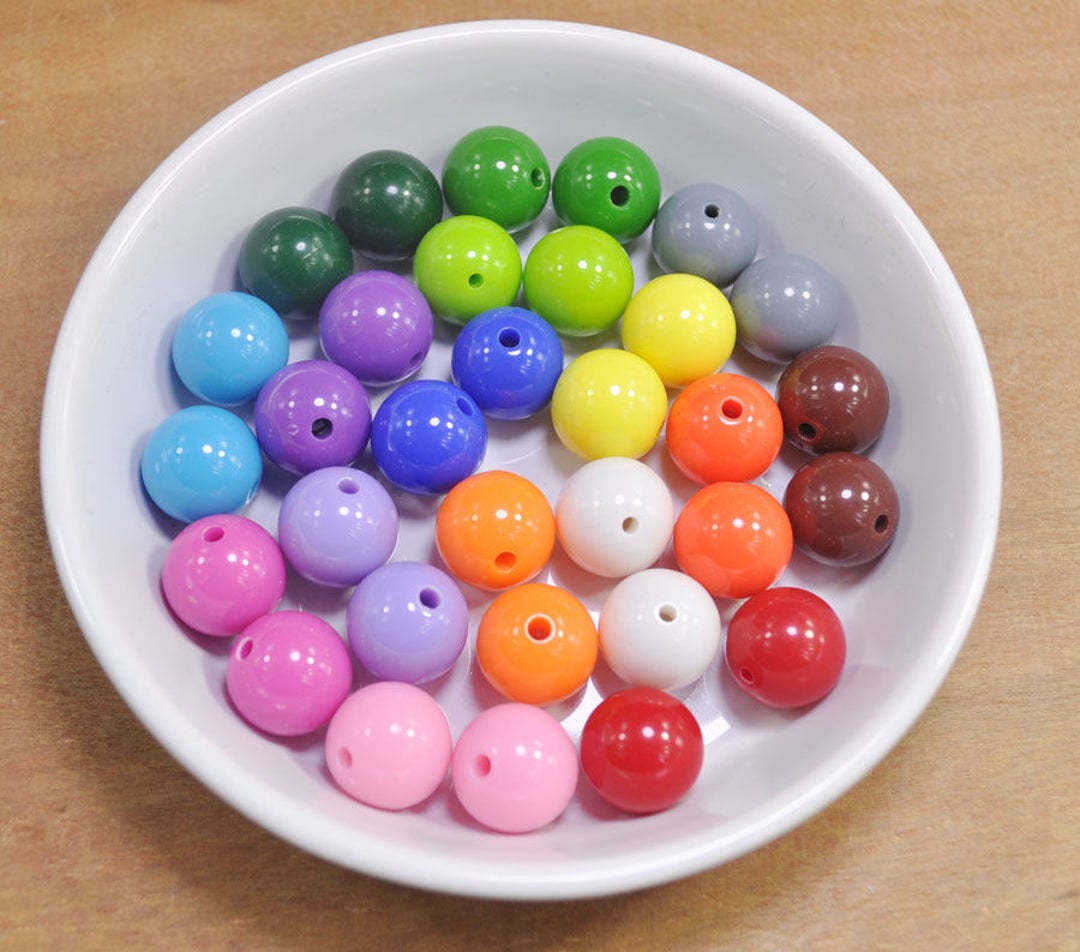 50pcs 14mm Round Resin Beads，multi Color Acrylic Round Bead，diy Beads ...