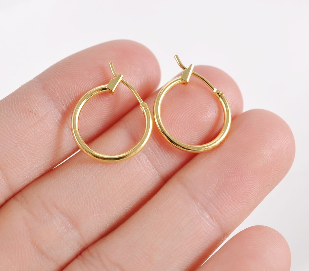 Real Gold Plated Earring,2-100pcs 18k Gold Hoop Earrings,16mm Circle ...