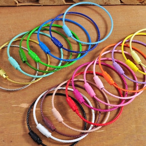20 Colors Bulk Cable Keychain,1-100pcs Color Coated Stainless Steel ...