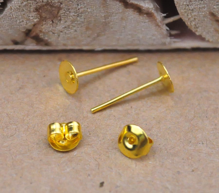 200PC100 PairsGold metal Earring Posts Earring Studs | Etsy