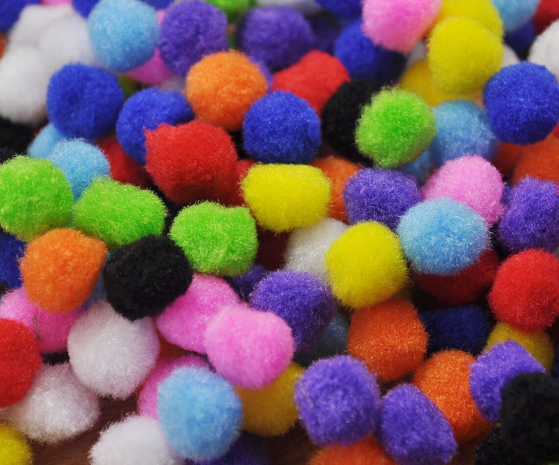 100pcs-15mm Mix Color Polyester Pom Poms Pompom Craft Pom - Etsy