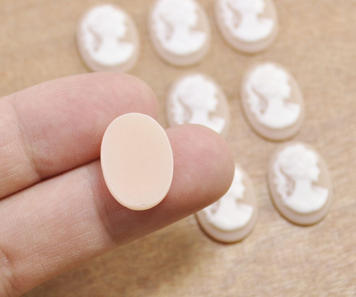 20pcs Carneose With White Oval Flatback Resin Beauty Head Lady Cameo ...