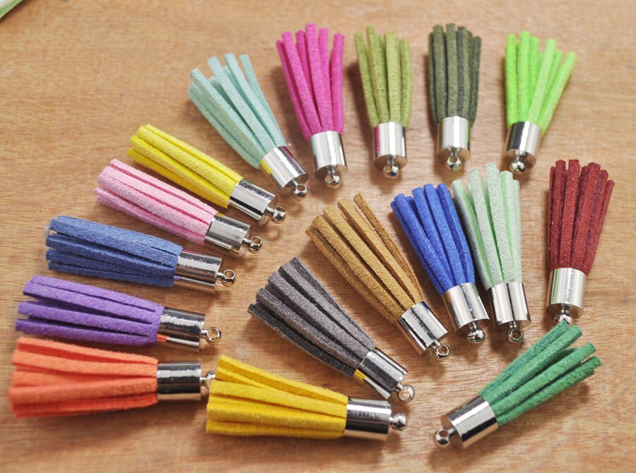 Tassel50pcs Mix Color Suede Leather Tassels Fiber Tassel - Etsy