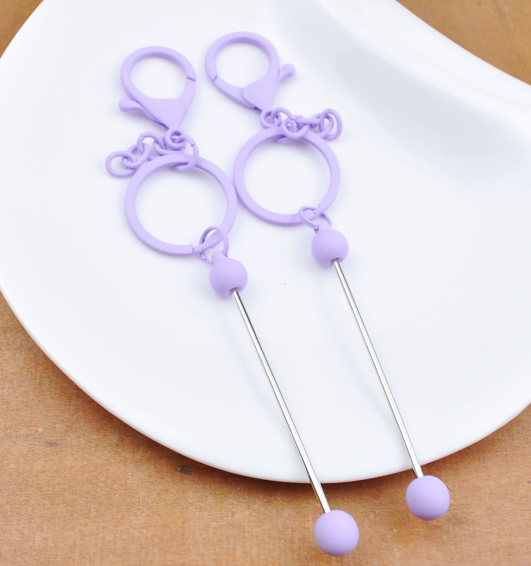 1/5/10/20/30/50/100pcs Beadable Bar Blank Keychains,light Purple Colors ...