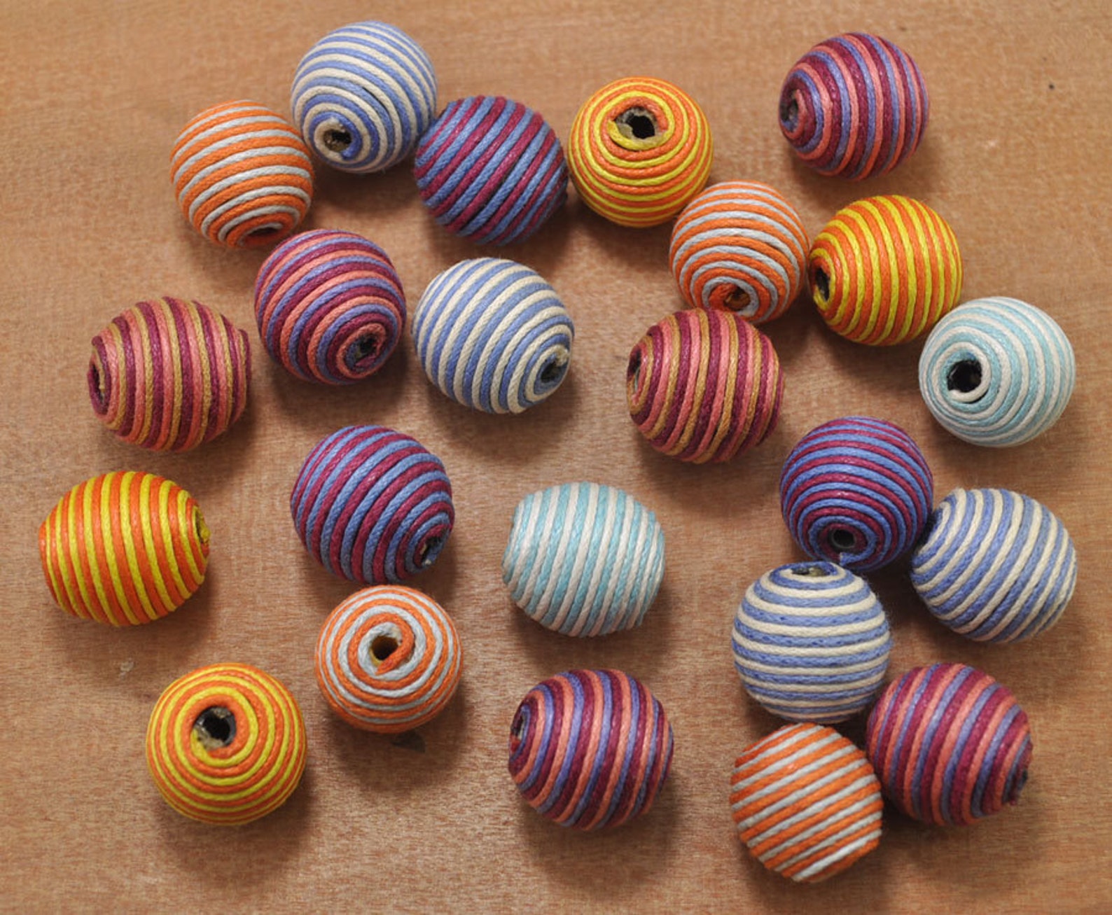 18pcs Round Beads,round Acrylic Beads,stripe Plastics Beads,20mm ...