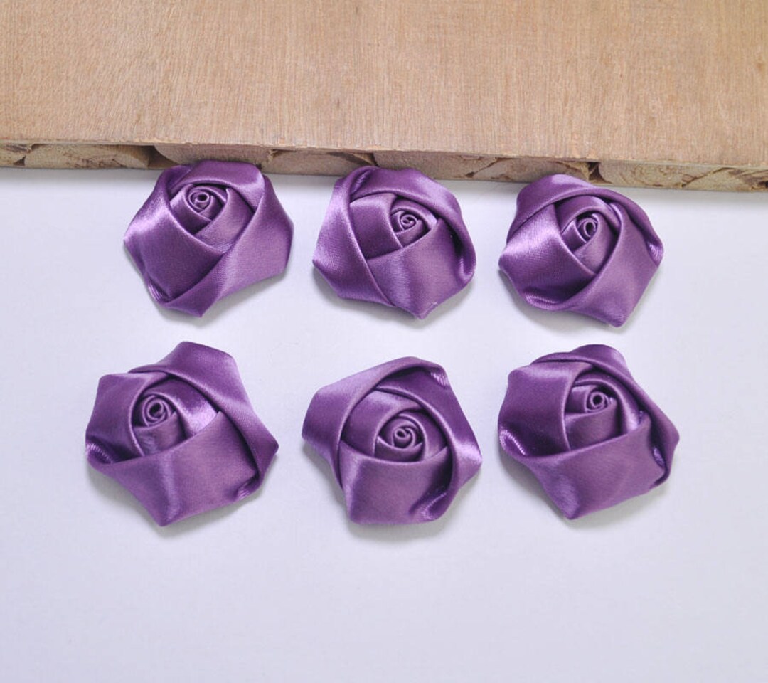 1.37" Silky Satin Roll Rosettes，30pcs Amethyst Satin Roses,amethyst ...