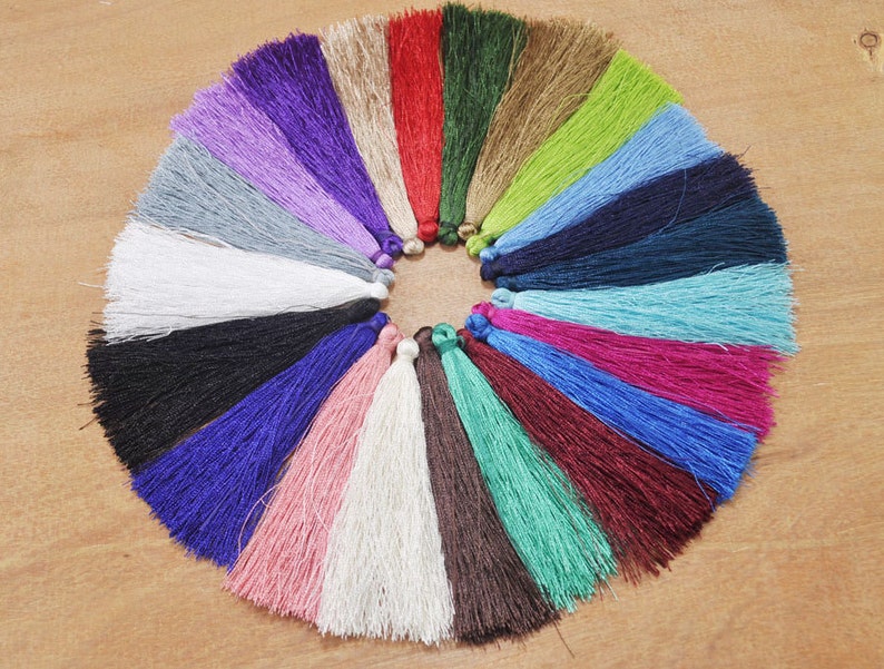 100pcs 90mm Long Mixed Color Silk Tassels Silky Fringe Tassels - Etsy