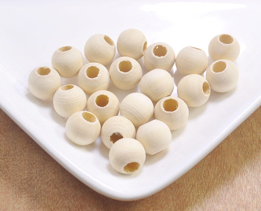 Wholesale 100 Piece 15mm Large Round Wood Beads - Unfinished Wood ...