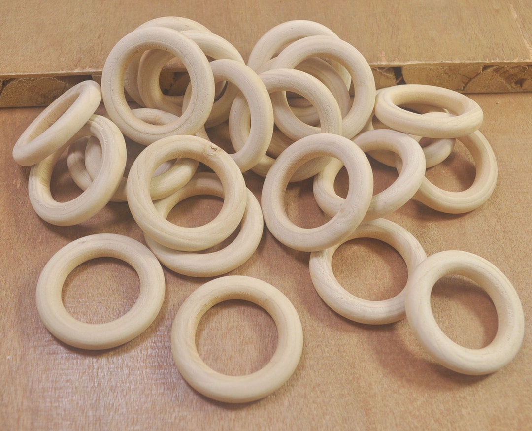 50pcs Round Unfinished Natural Wood Ring Circle,macrame Ring,wood Beads ...
