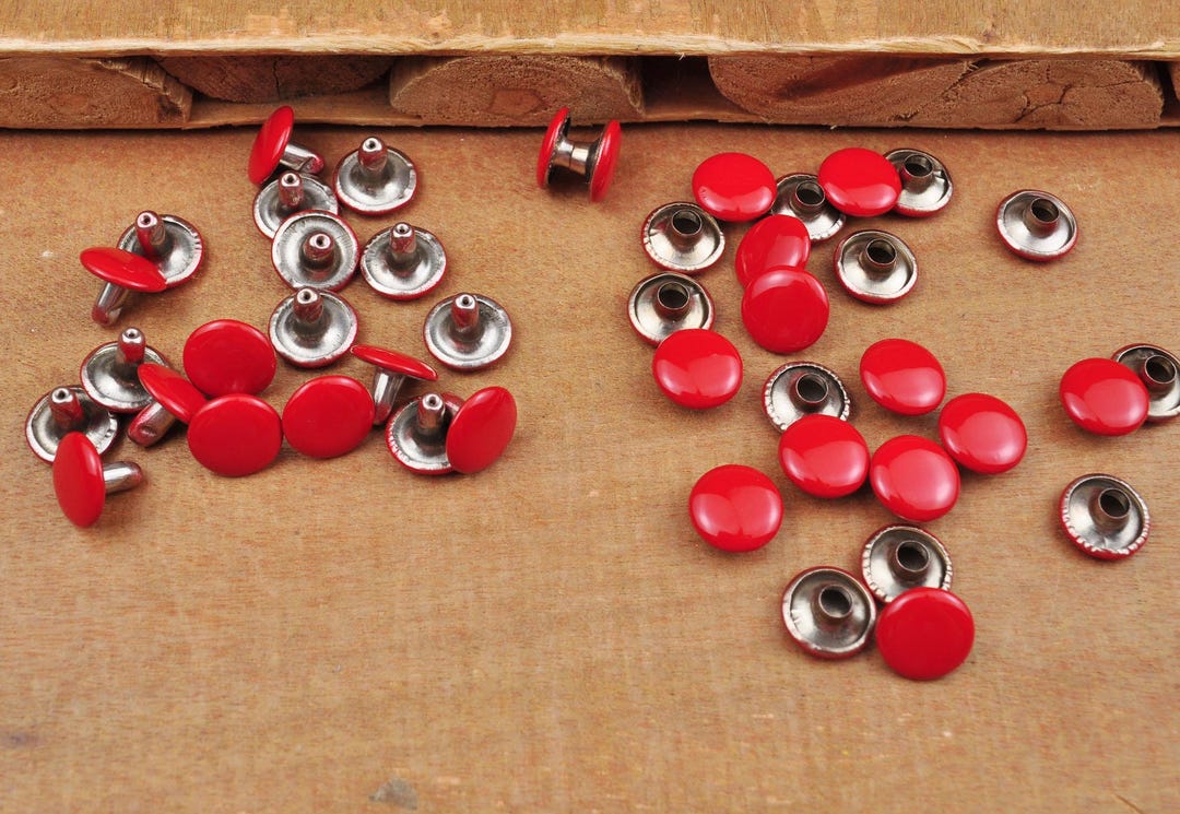 20-100 Red 9mm Double Cap Rivets,stud Rapid Rivets Leather Craft Repair ...