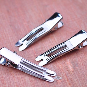 100pc Silver Double Prong Metal Hair Alligator Clip With Teeth ...