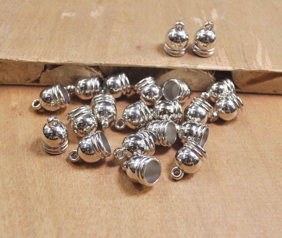 50pcs Silver End Cap,plastic End Cap,top,tube End Caps,string Cord Caps ...