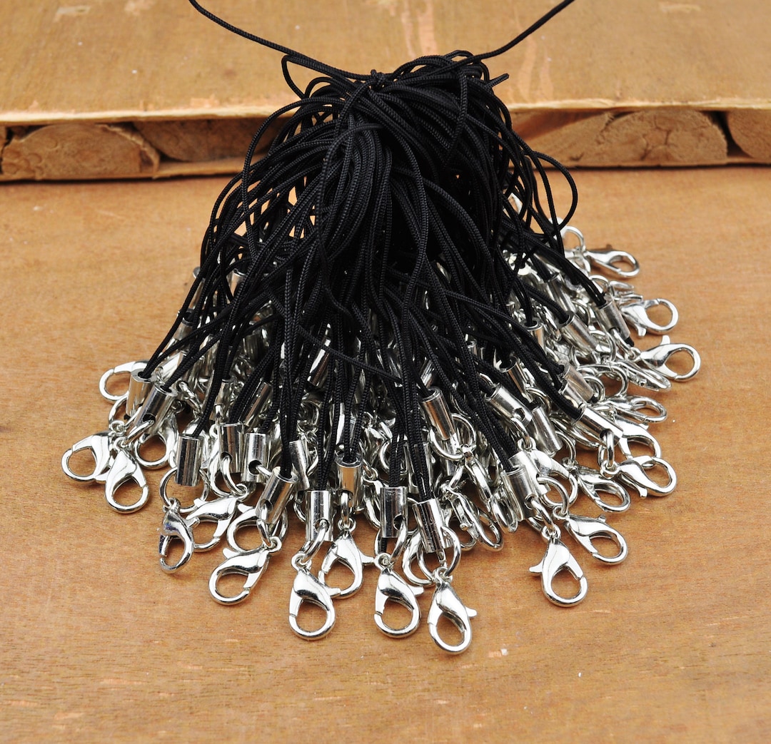 10-200pcs Black Cell Phone Straps With Lobster Clasps Charm,lanyard ...
