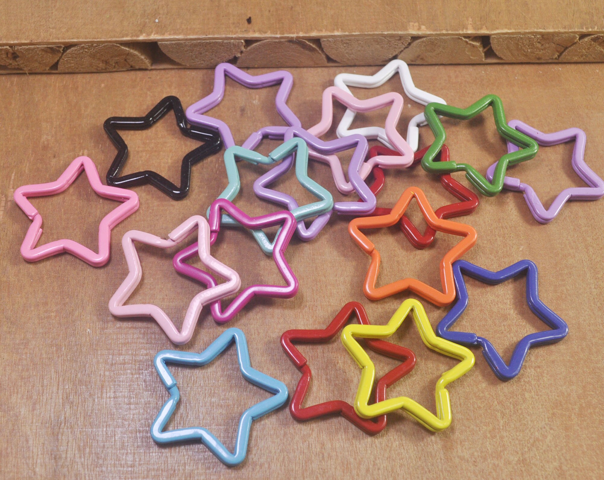 10,20,50pcs Star Key Rings,colorful Key Rings,star Shaped Keyring,split ...