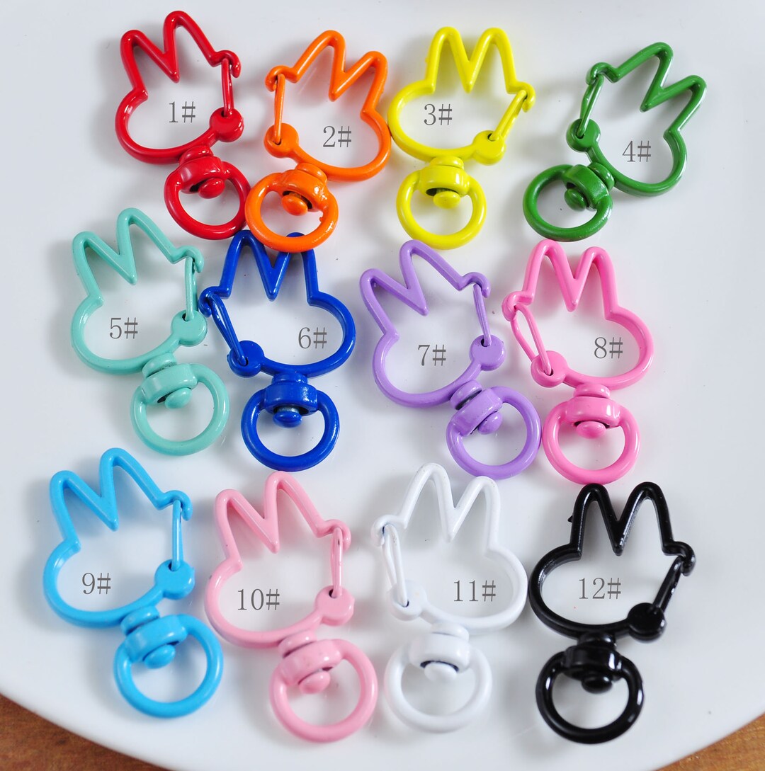 10 Rabbit Shaped Swivel Snap Hook Key Chain Swivel Clasp ,coloured Key ...
