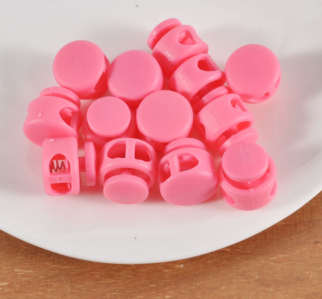 10 Plastic Toggle Cord Locks,deep Pink Spring Button Toggles, Double ...