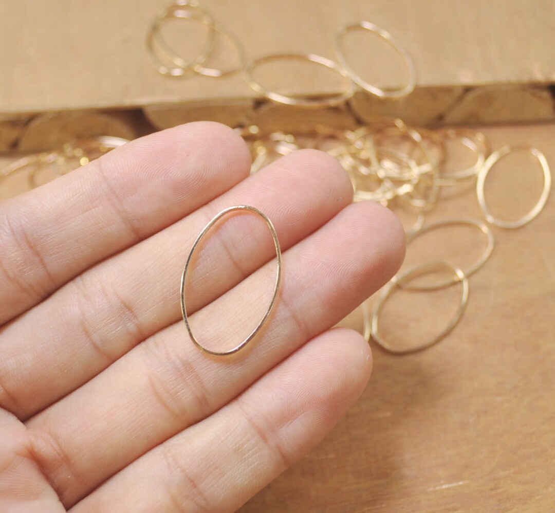 50pcs KC Gold Plated Flat Oval Jump Ring, Brass Oval Connectors,oval ...