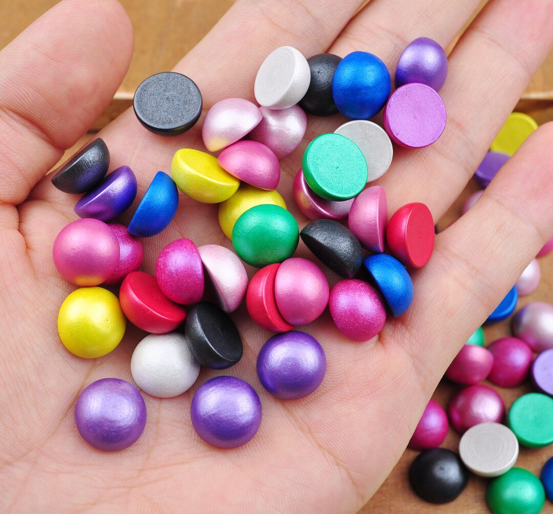 12mm Colorful Pearlized Wood Half Split Balls, Door Wreath, Dome Ball ...
