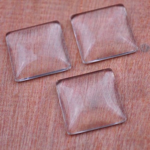 50pcs 20x20mm Square Clear Glass Domed Cabochons for Making Photo ...