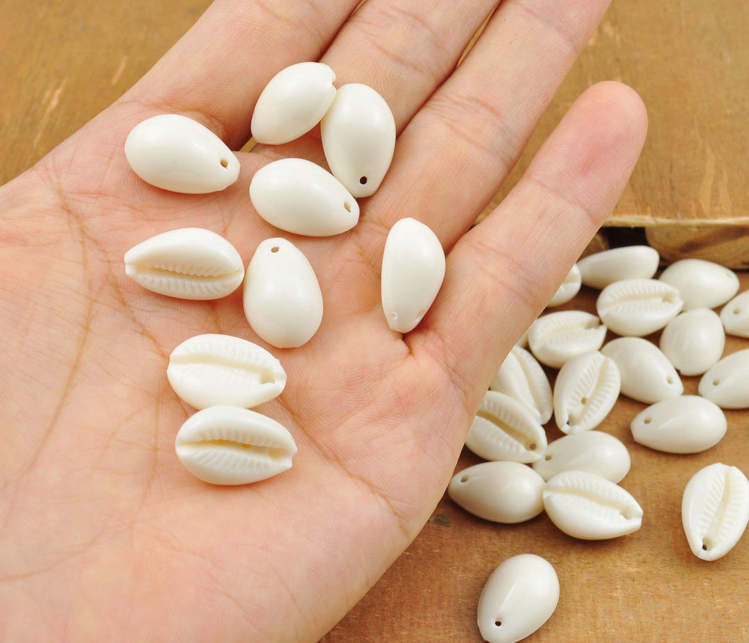 50pcs Cowrie Shells,acrylic White Sea Shell Beads With Hole,diy Cowrie ...